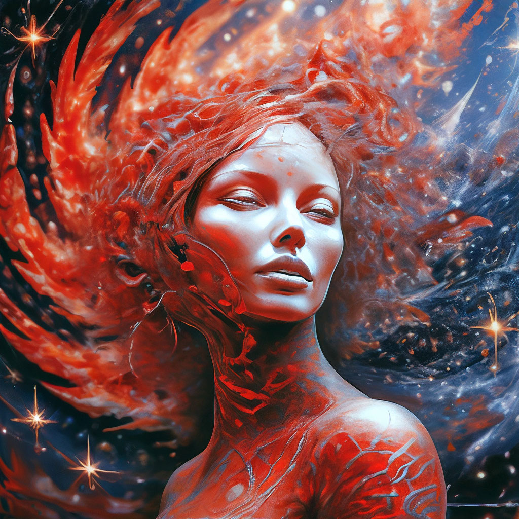 "Drawing with a cosmic fractal, dark art, hybrid, starfall effect, the ...