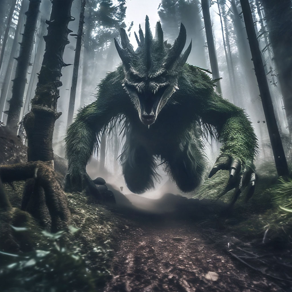 "A creepy unknown monster wanders through the forest and is looking for ...