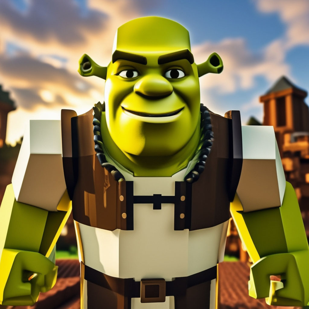 "Pixel Shrek got into Minecraft, clear cubes, pixel graphics, Minecraft ...