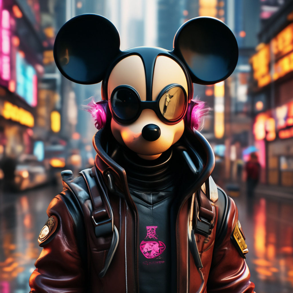 "Mickey Mouse cyberpunk" — image created in Shedevrum