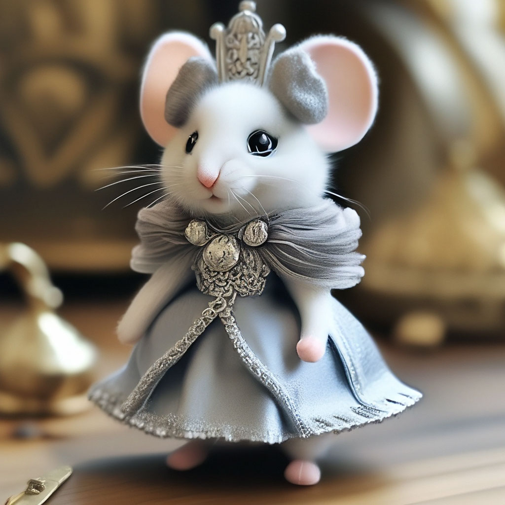 "Mouse in a felt tulle dress high royal collar silver age cutie ...