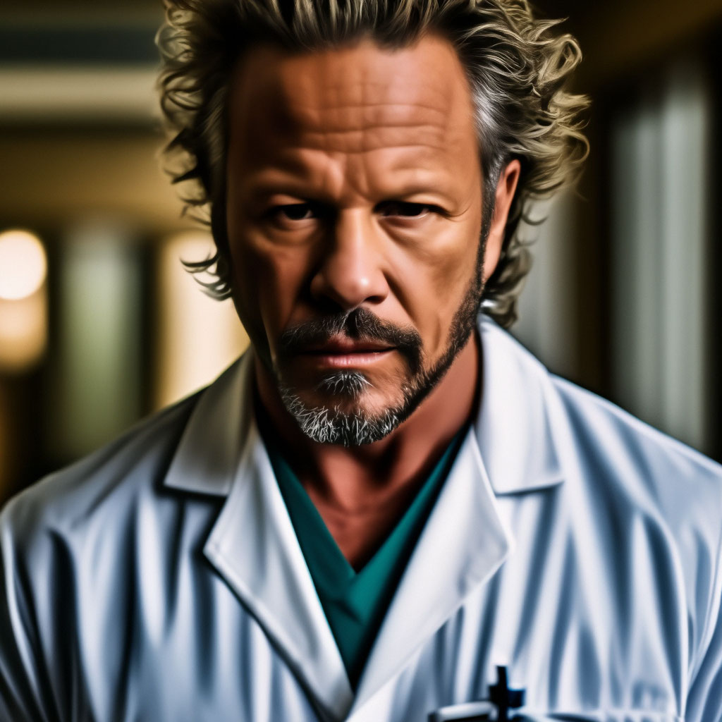 "Mickey Rurg is a surgeon" — image created in Shedevrum
