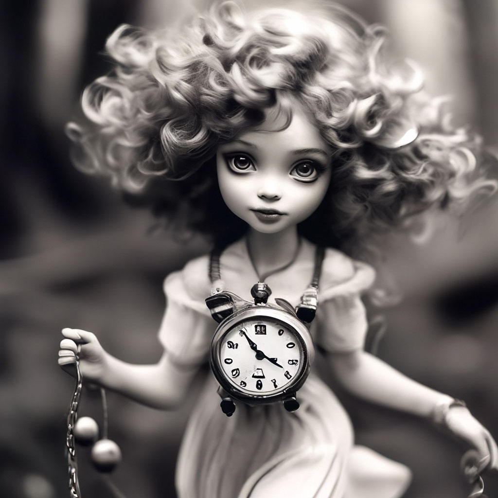 "Sketch, silly eyes, awkward, little fairy with curls on her head ...