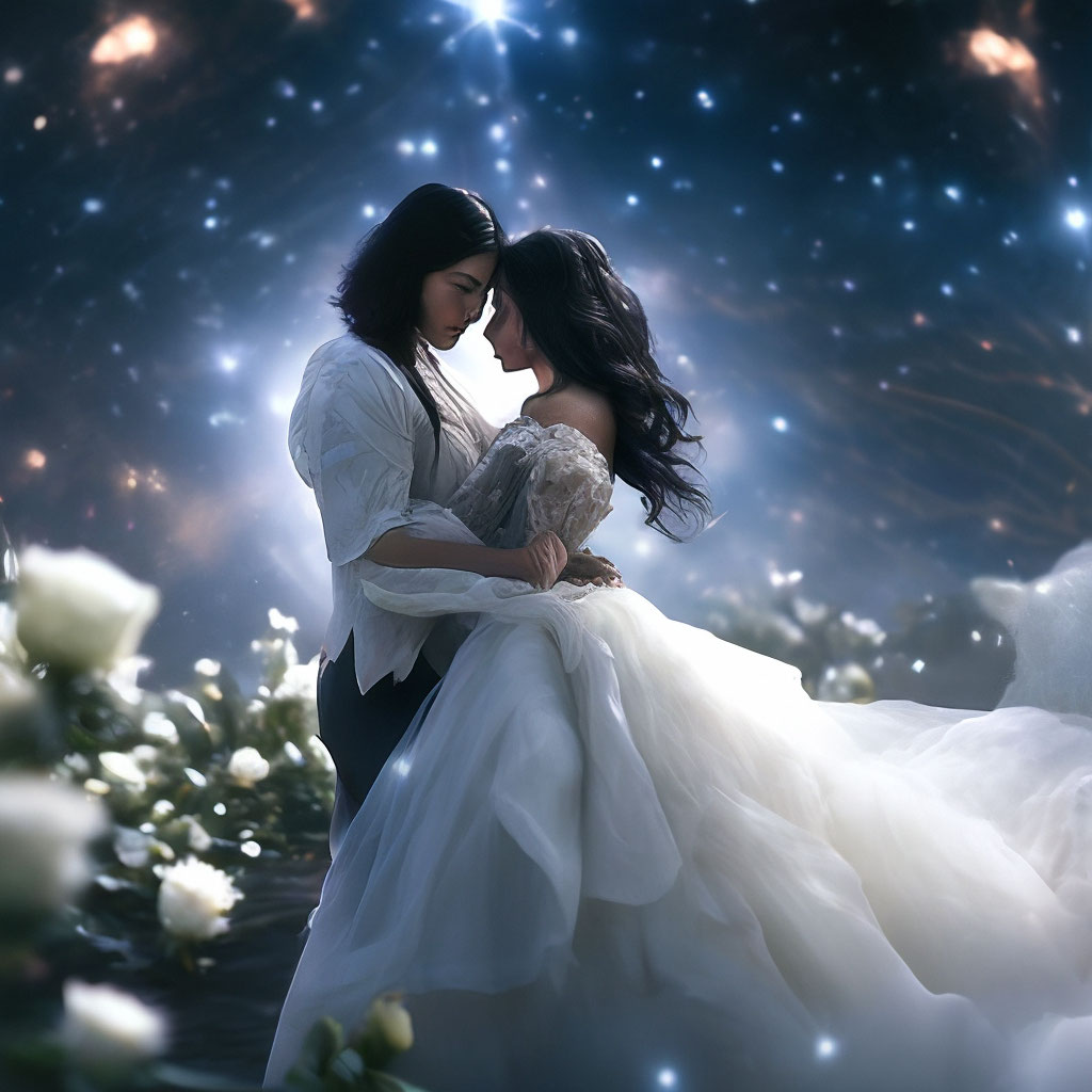 "N.L. double exposure, a starry garden of white roses, a sweet ...