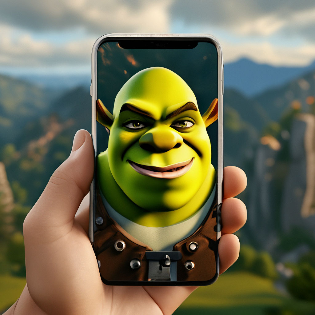 "Shrek phone" — image created in Shedevrum