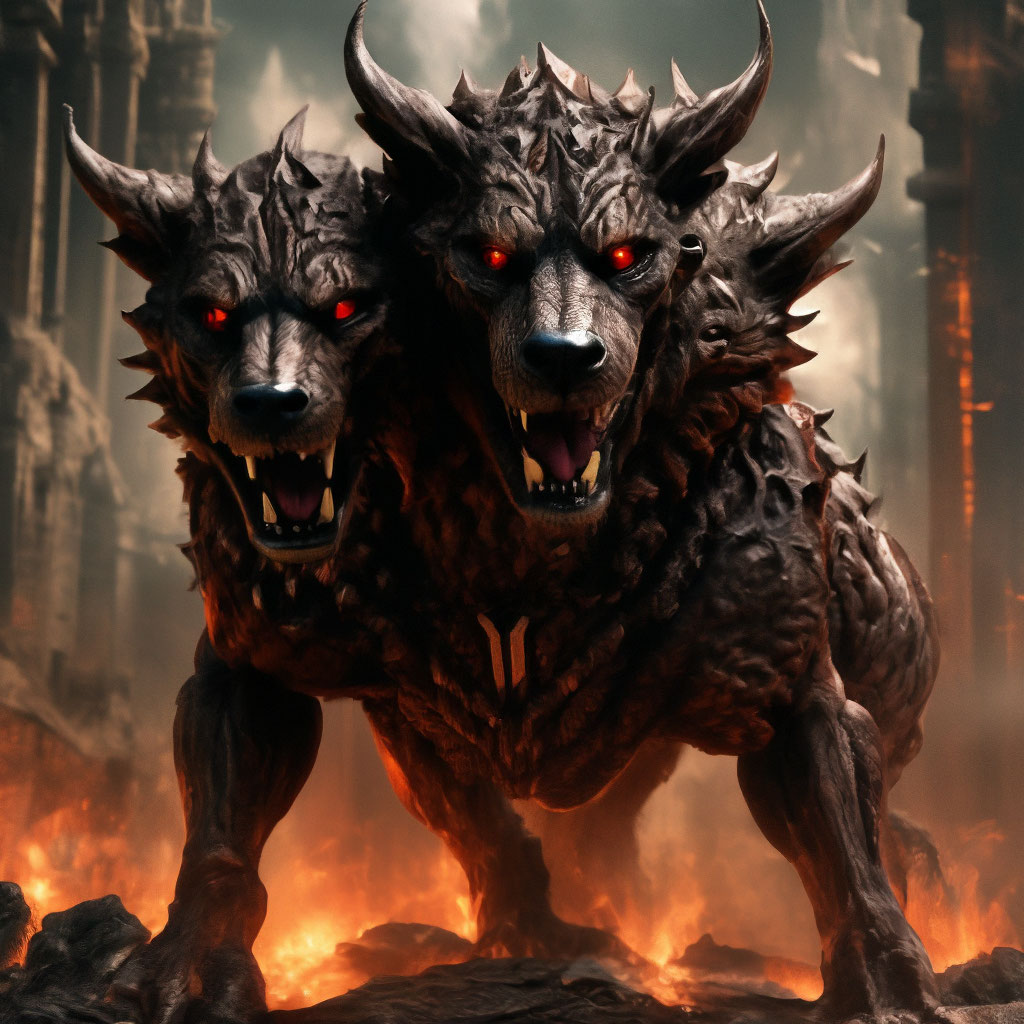 "Three-headed Cerberus" — image created in Shedevrum