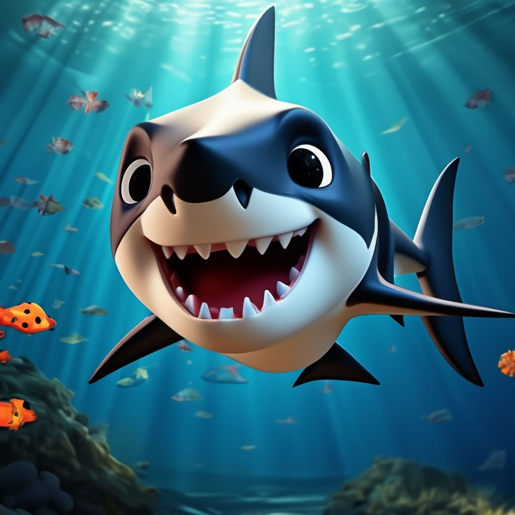 "Baby shark, doo doo doo doo doo doo" — image created in Shedevrum