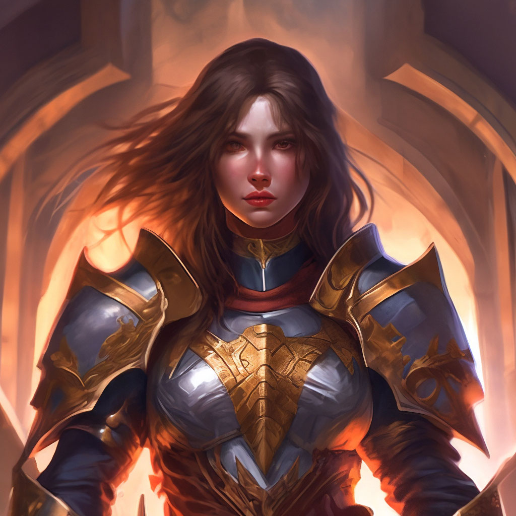 "Adeptus Arbites woman, illustration" — image created in Shedevrum
