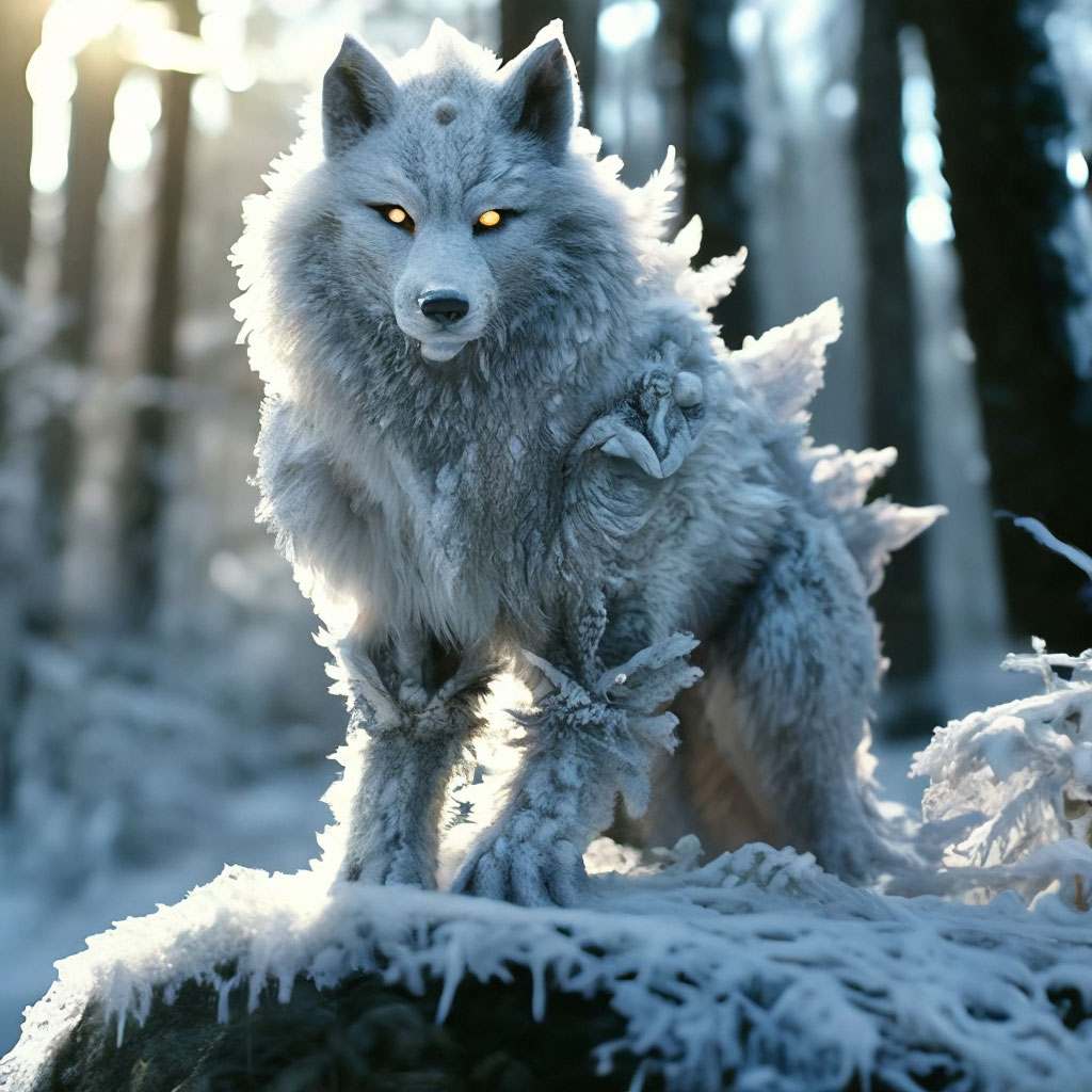 "The soul of winter the elven enchanted forest, the dragon wolf ...