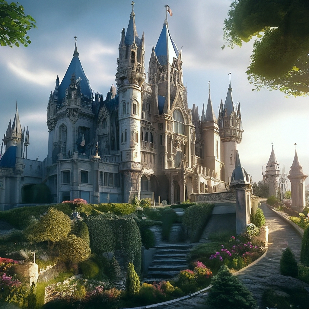 "Beautiful gothic castle, realistic, drawing all the details, fantasy ...