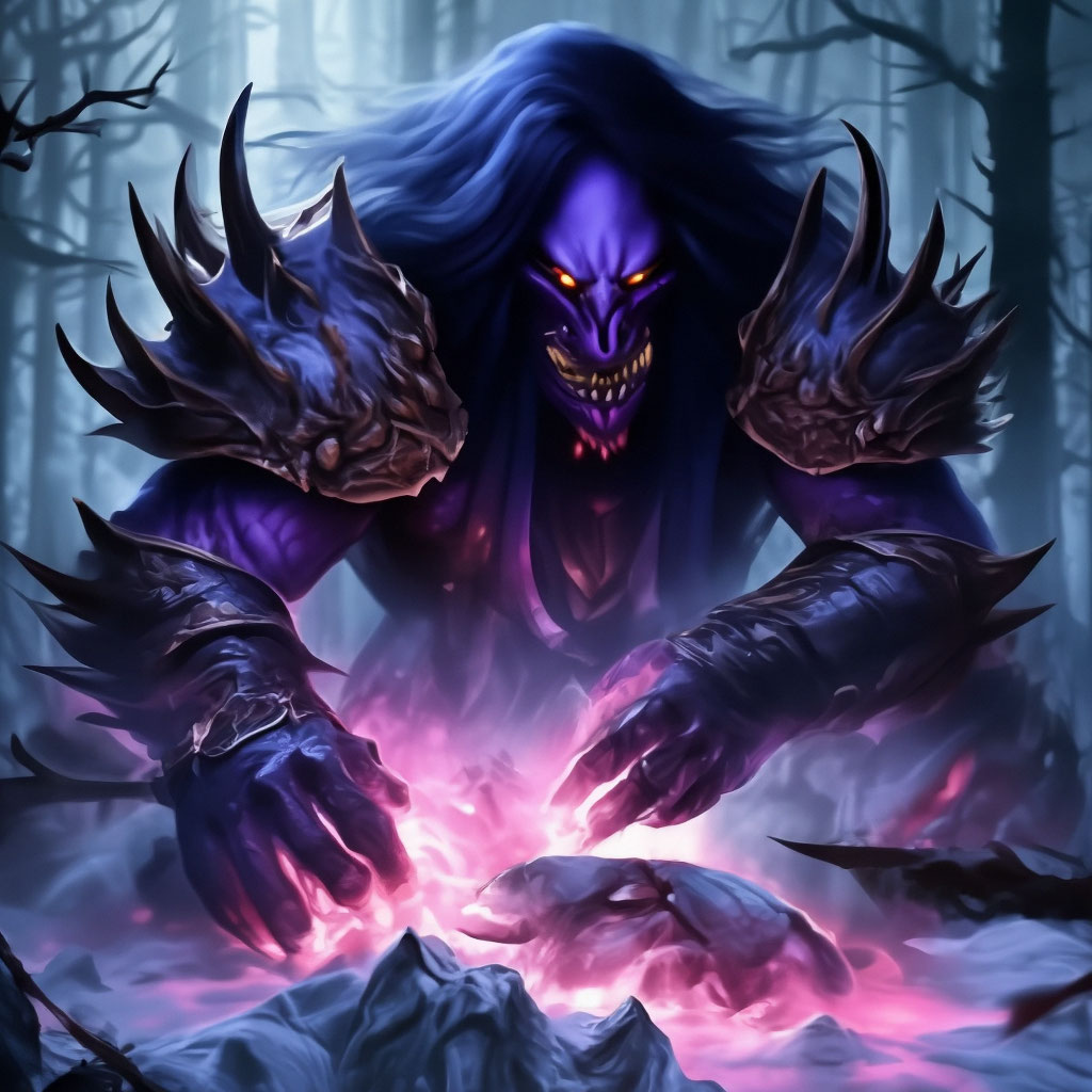 "Night Elves feast on troll meat, horror" — image created in Shedevrum