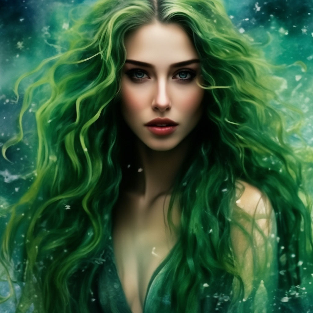 "Ancient Russia. beautiful mermaid with green hair. mysticism, glitter ...