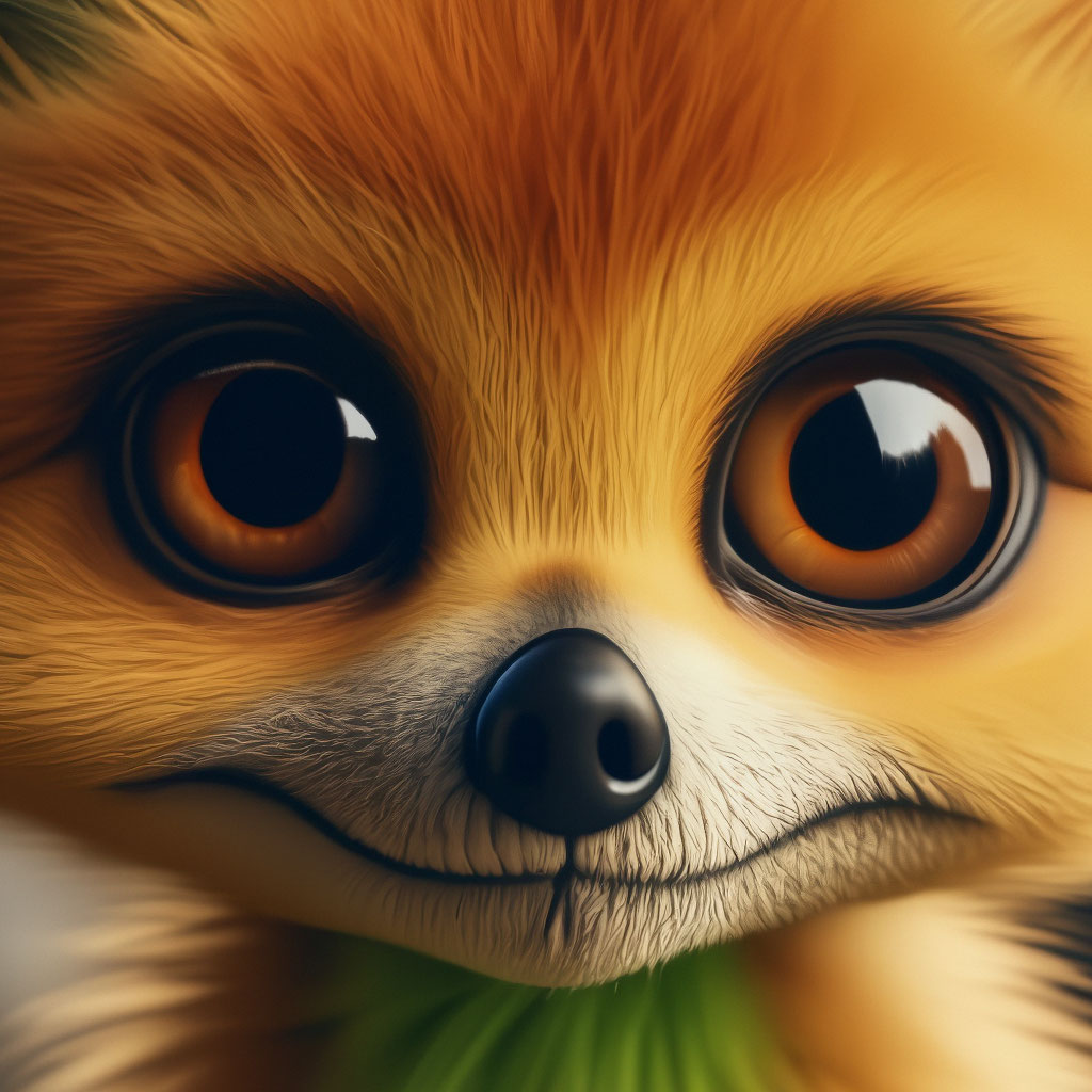 "Close-up of Disney Grinch fox Phoenix close-up of fluffy muzzle macro ...