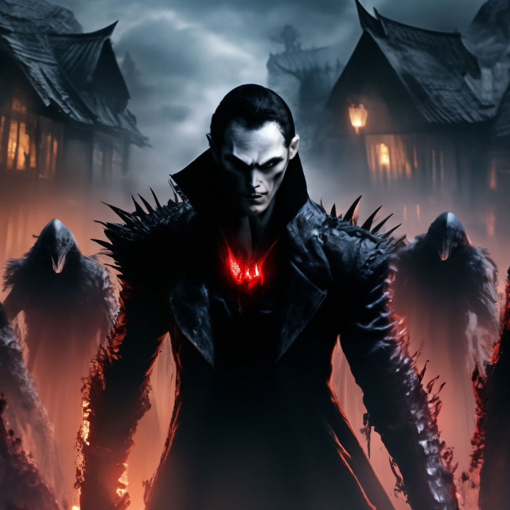 "A horde of vampires attacked the village" — image created in Shedevrum