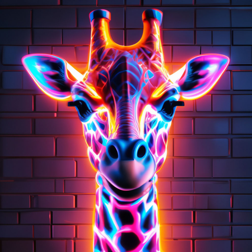 "Neon giraffe" — image created in Shedevrum