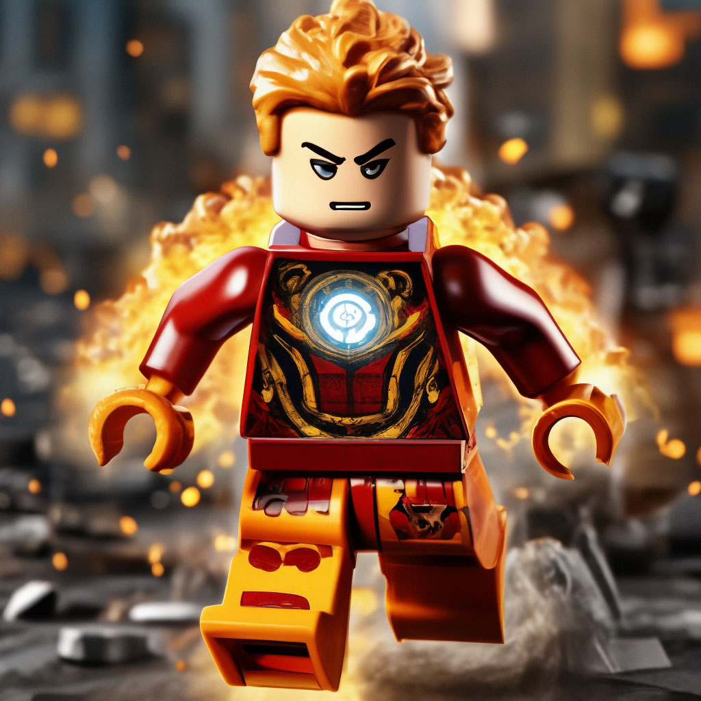 "Human Torch marvel lego" — image created in Shedevrum