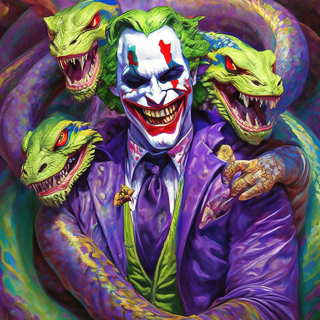 "Insane art poster portrait of Three-headed serpent gorynych as The ...