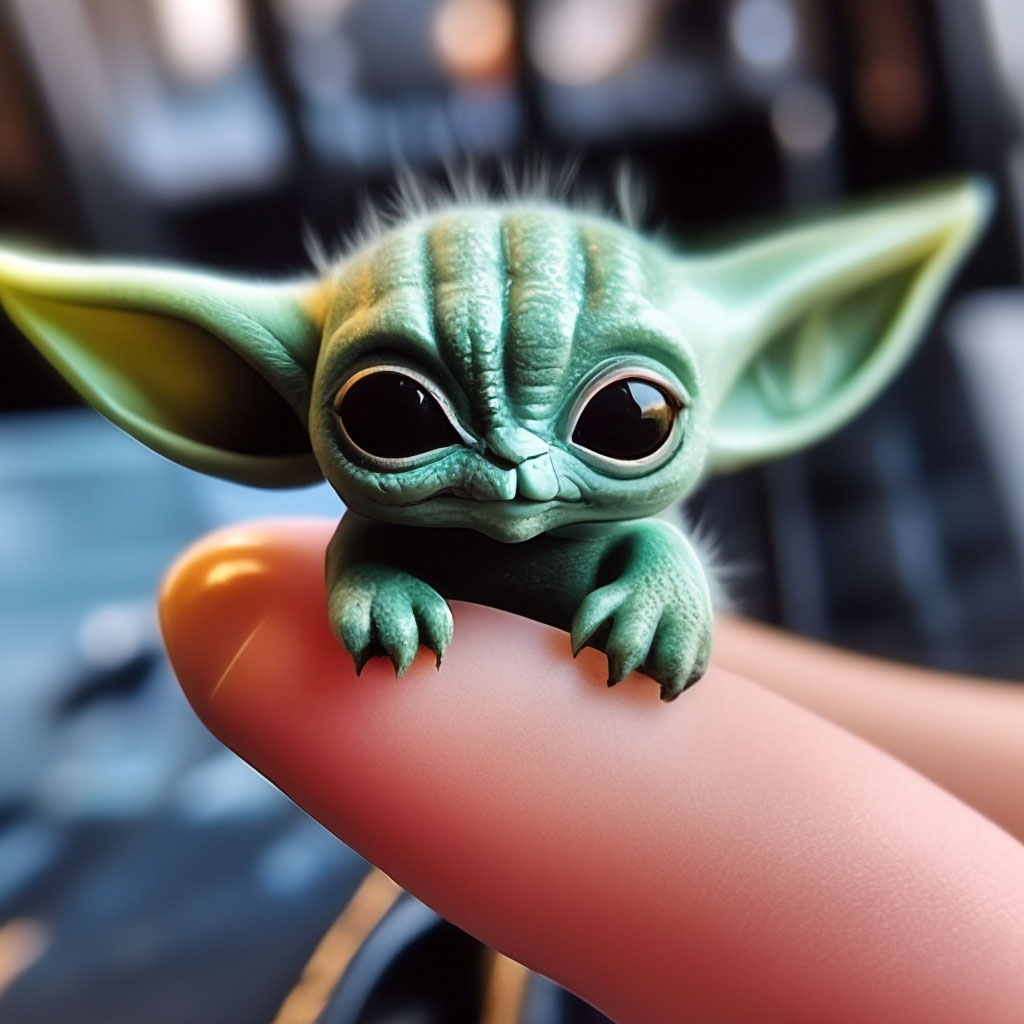 "Yoda The tiniest and cutest furry creature realistic Yoda sits on the ...