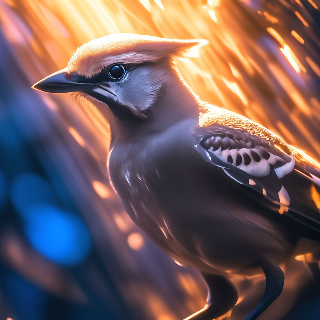 "Mockingjay of rays of light, 32k, surrealism, abstraction, mystical ...