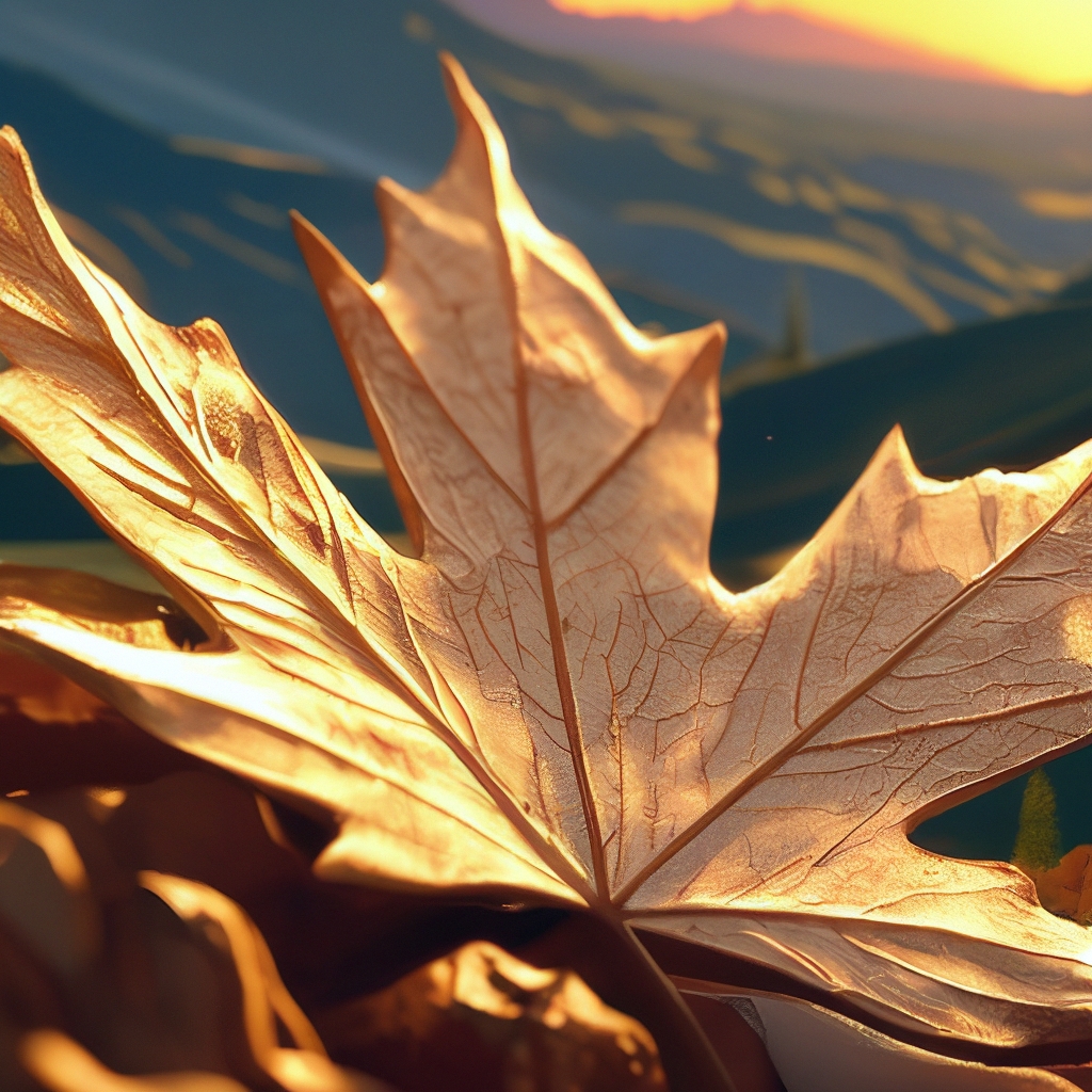 "A maple leaf, dry and hard as toasted bread, and hills and valleys ...