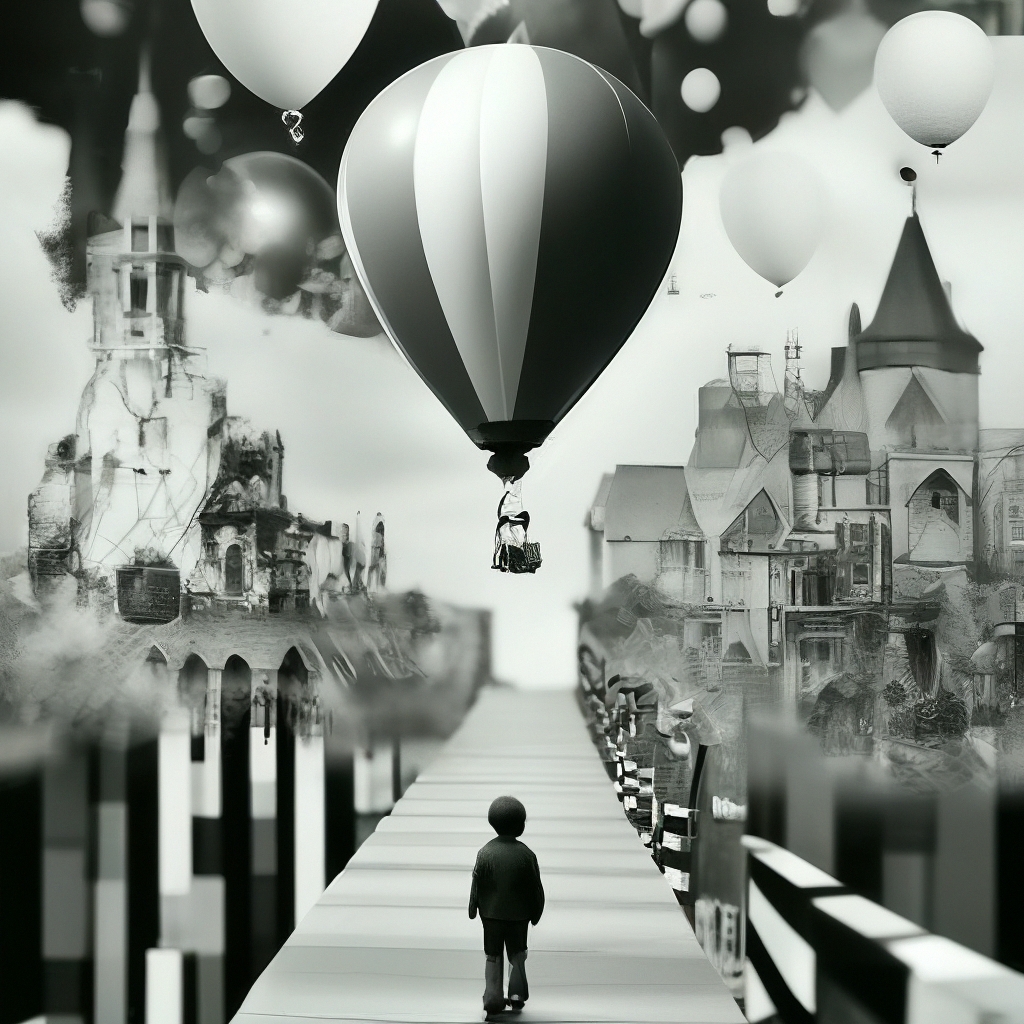 "Childhood. youth. the maturity of the balloon. collage" — image ...