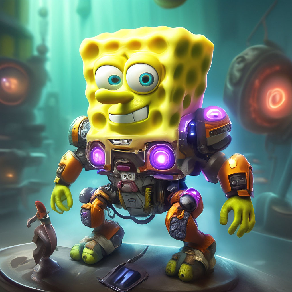 "Cyborg Spongebob" — image created in Shedevrum