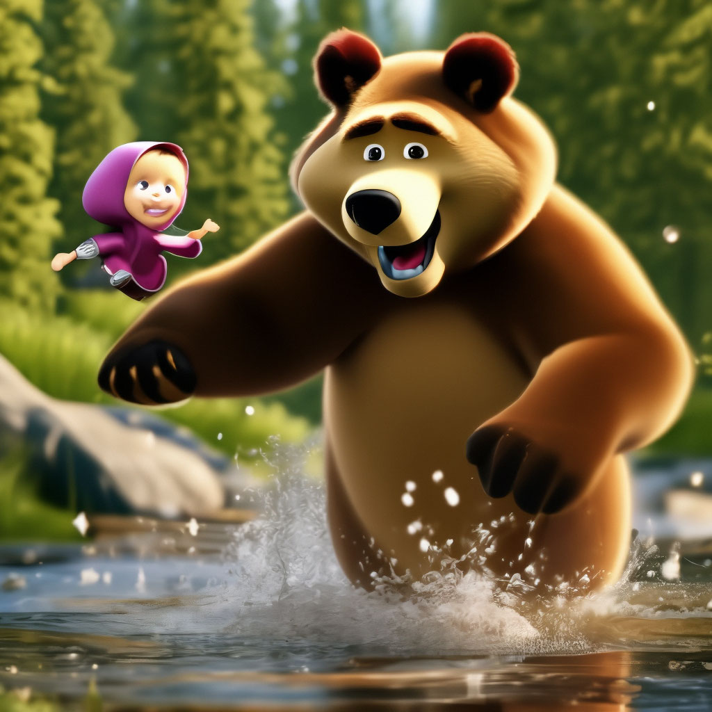 "Masha and the Bear" — image created in Shedevrum