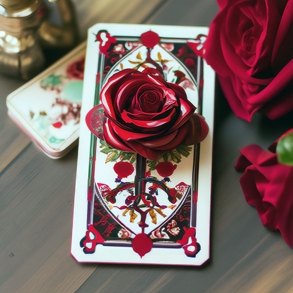 "Epic red rose playing card" — image created in Shedevrum