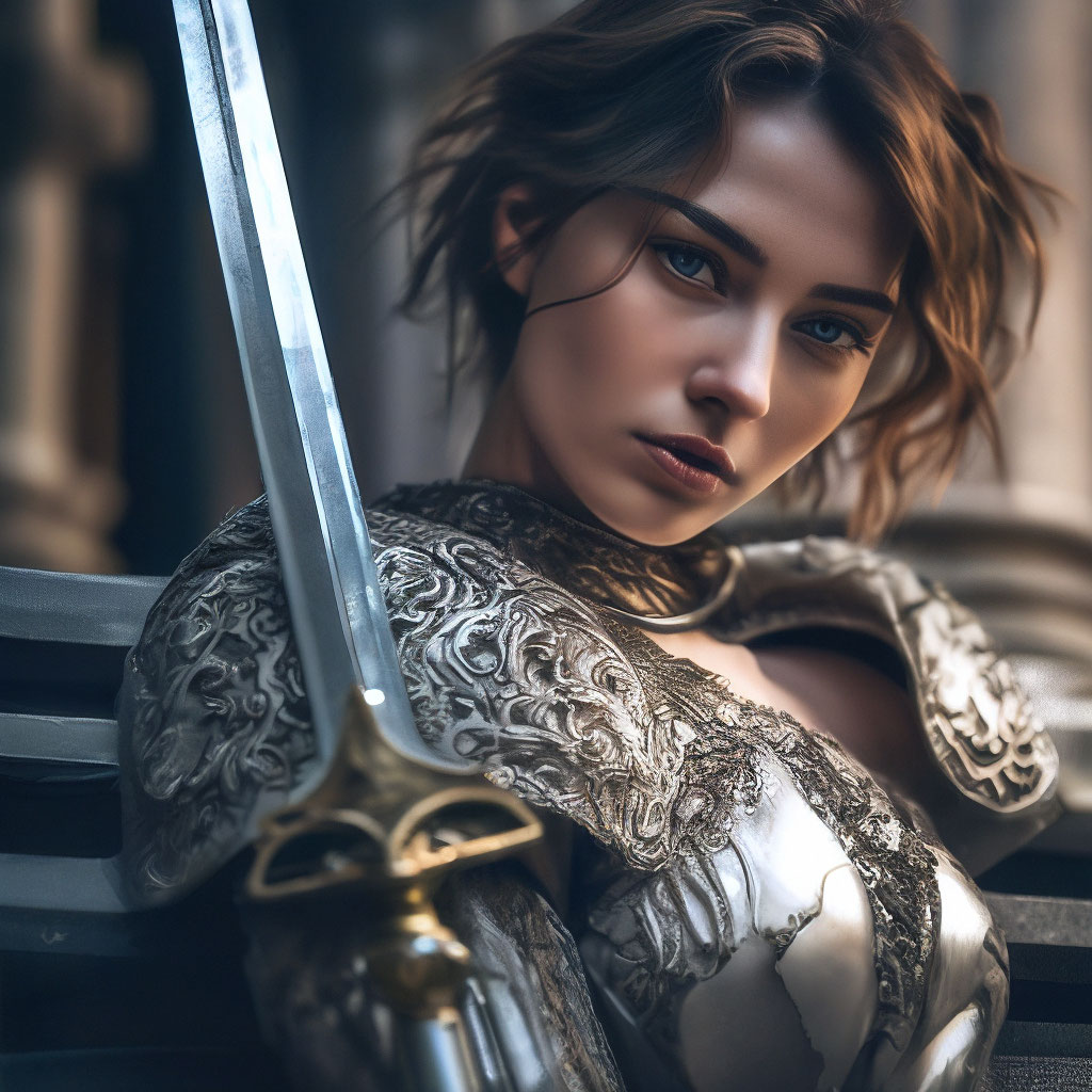 "In defense of the throne. a woman is standing next to the throne ...