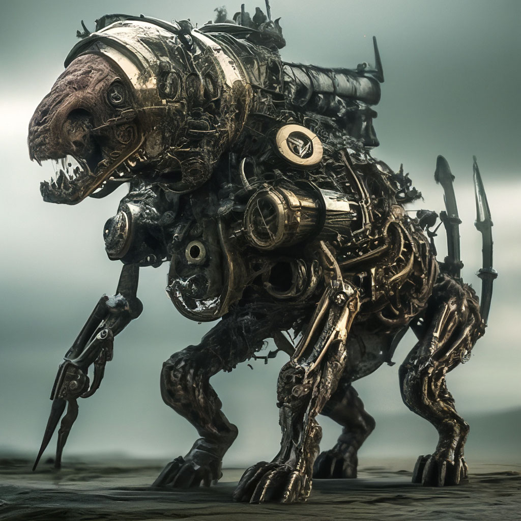 "Gloomy. Post-apocalypse. Biopunk. A biomechanical creature made of ...