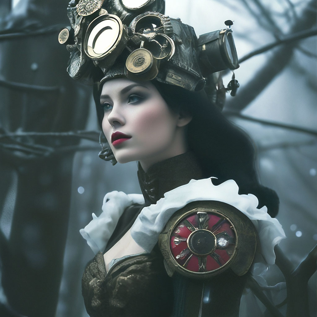 ". Snow White from a fairy tale in steampunk style, beautiful ...