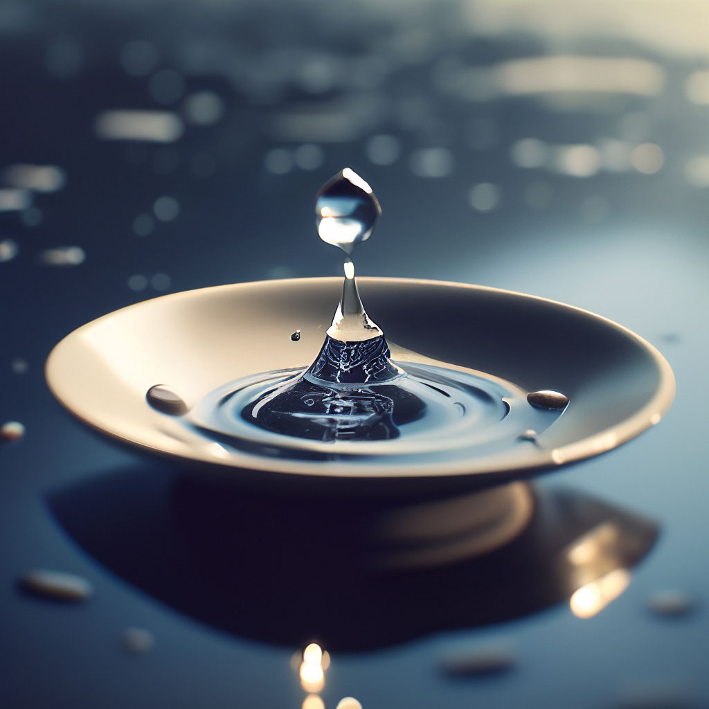 "A drop of water falls into the bowl......." — image created in Shedevrum