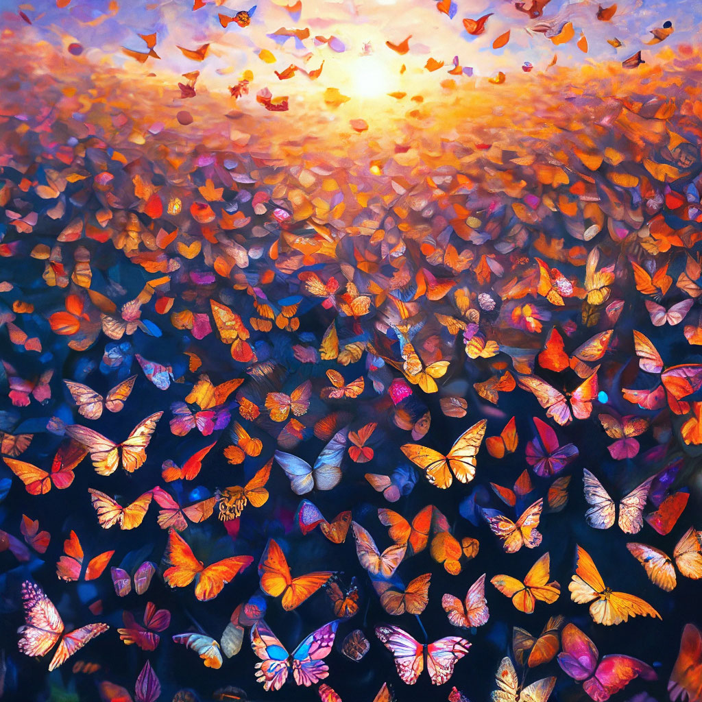 "A million butterflies" — image created in Shedevrum