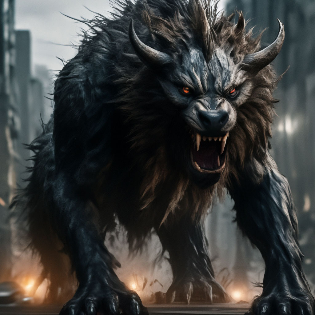 "Scary beast, 4k, realistic, high detail" — image created in Shedevrum