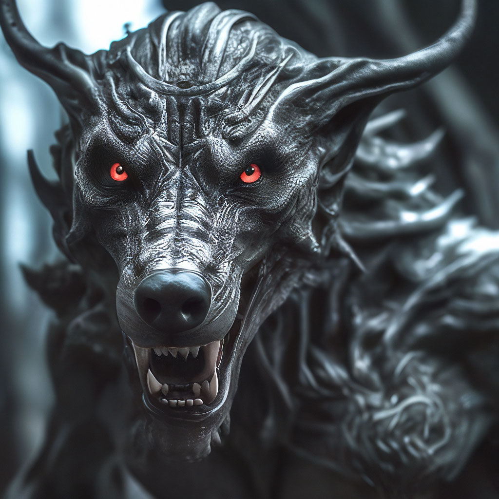 "The scariest Hellhound ,metamorphosis,horror,complex details,gloomy ...