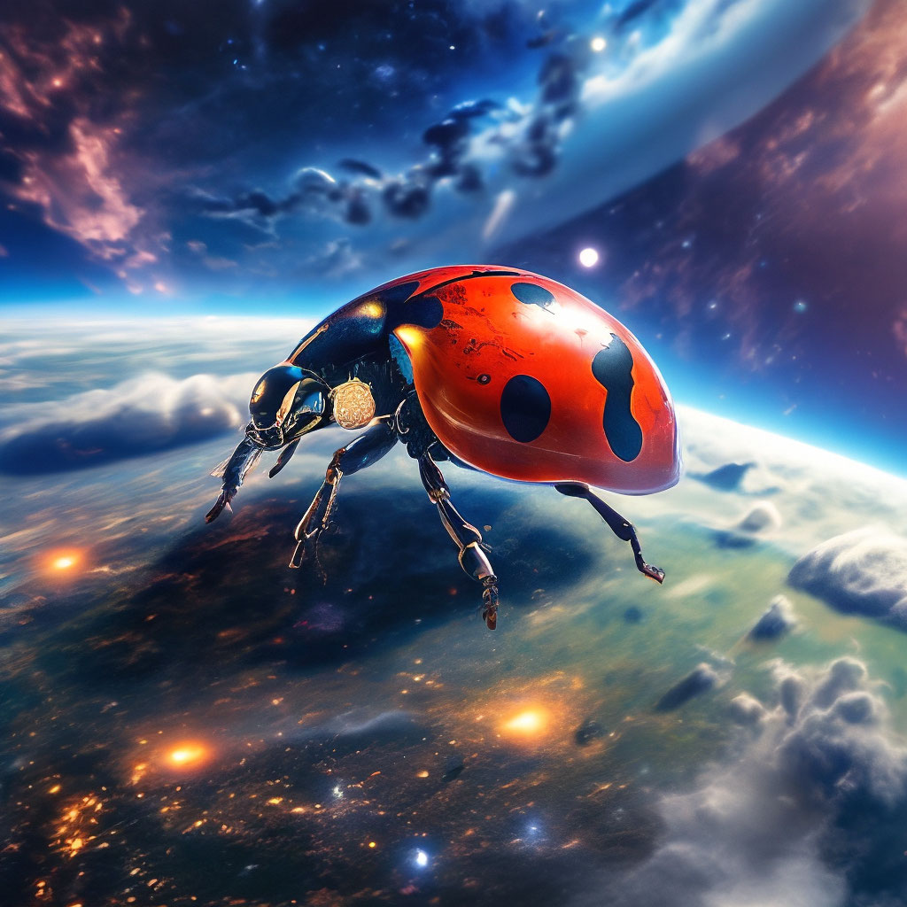 "The image of Lady Bug in space" — image created in Shedevrum