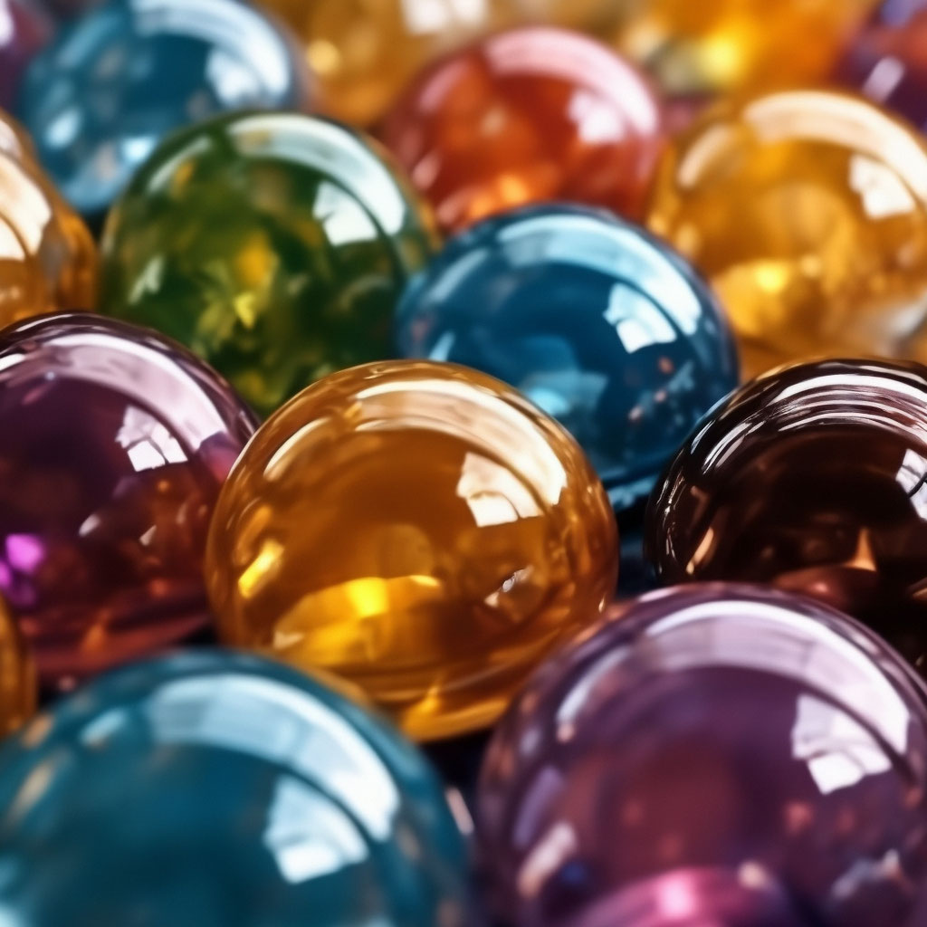 "Multicolored transparent spheres, aesthetically pleasing, beautiful ...