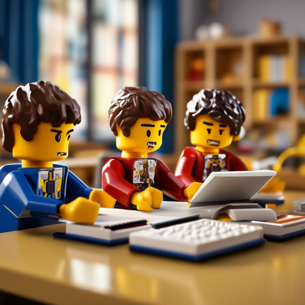 "Children study at school in the lego style" — image created in Shedevrum
