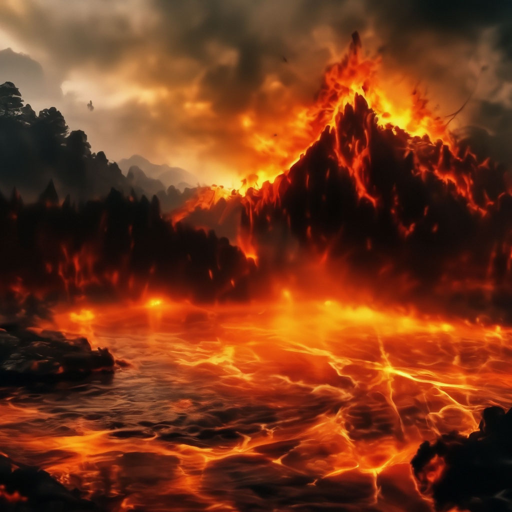 "The lake of fire is realistic" — image created in Shedevrum