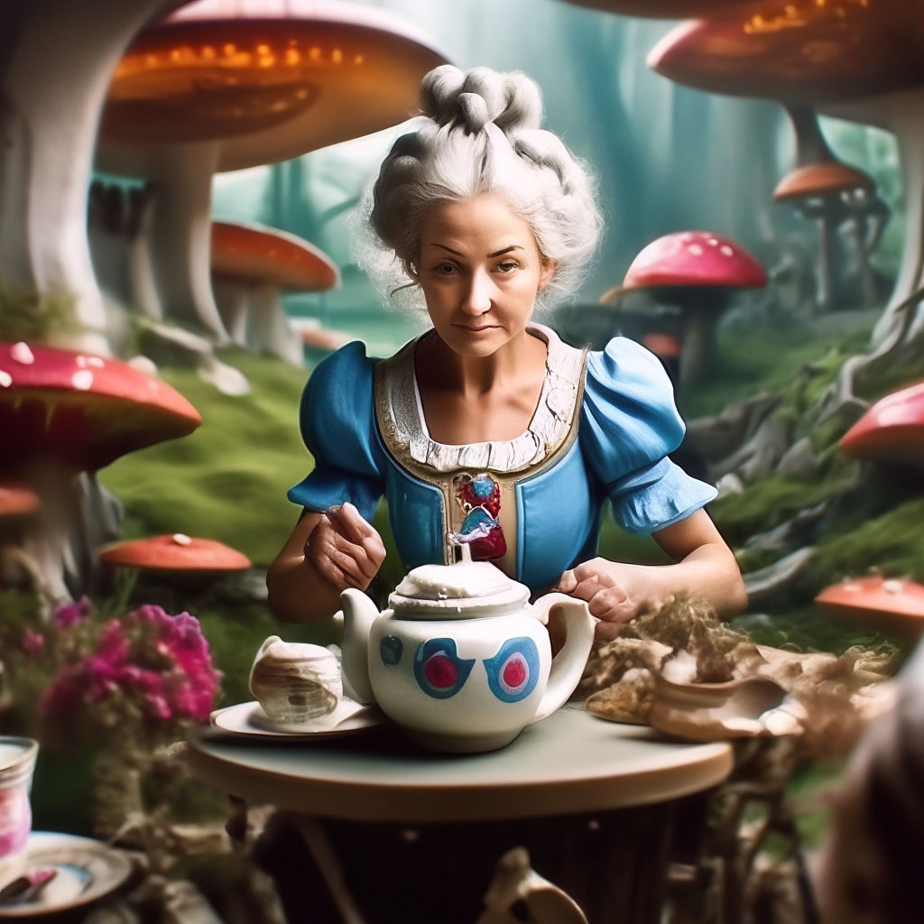 "Alice in Wonderland has grown very old, turned into an old woman ...