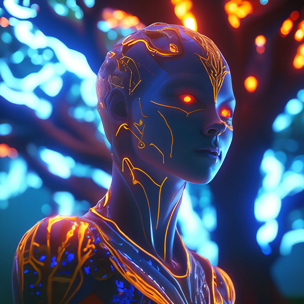 "Neural networks and art, ava avatar tree, digital aesthetics, glow ...