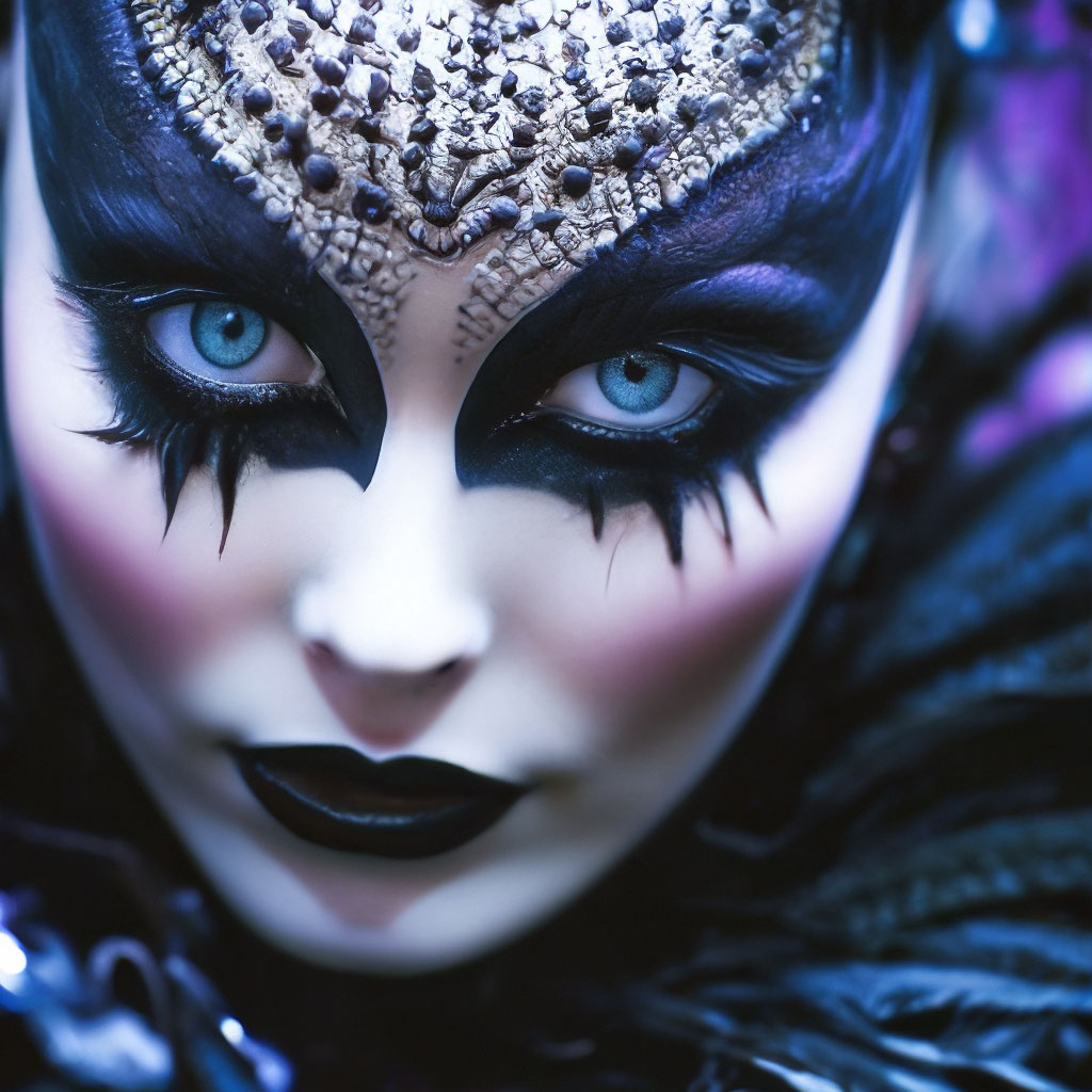 "The color of a crow's wing, bright, heavy makeup, vulgar, vulgarism ...