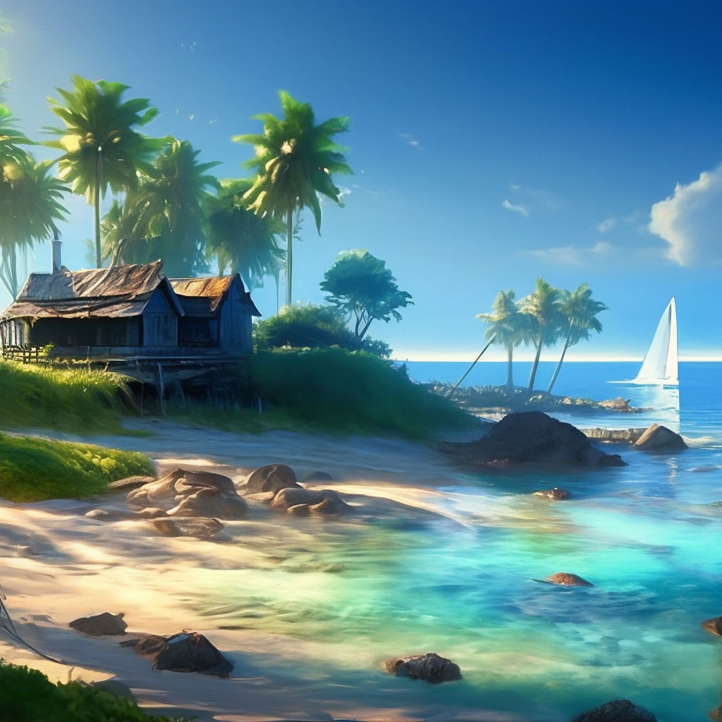 "🌸 widescreen wallpaper view from afar a lonely island in the middle of ...