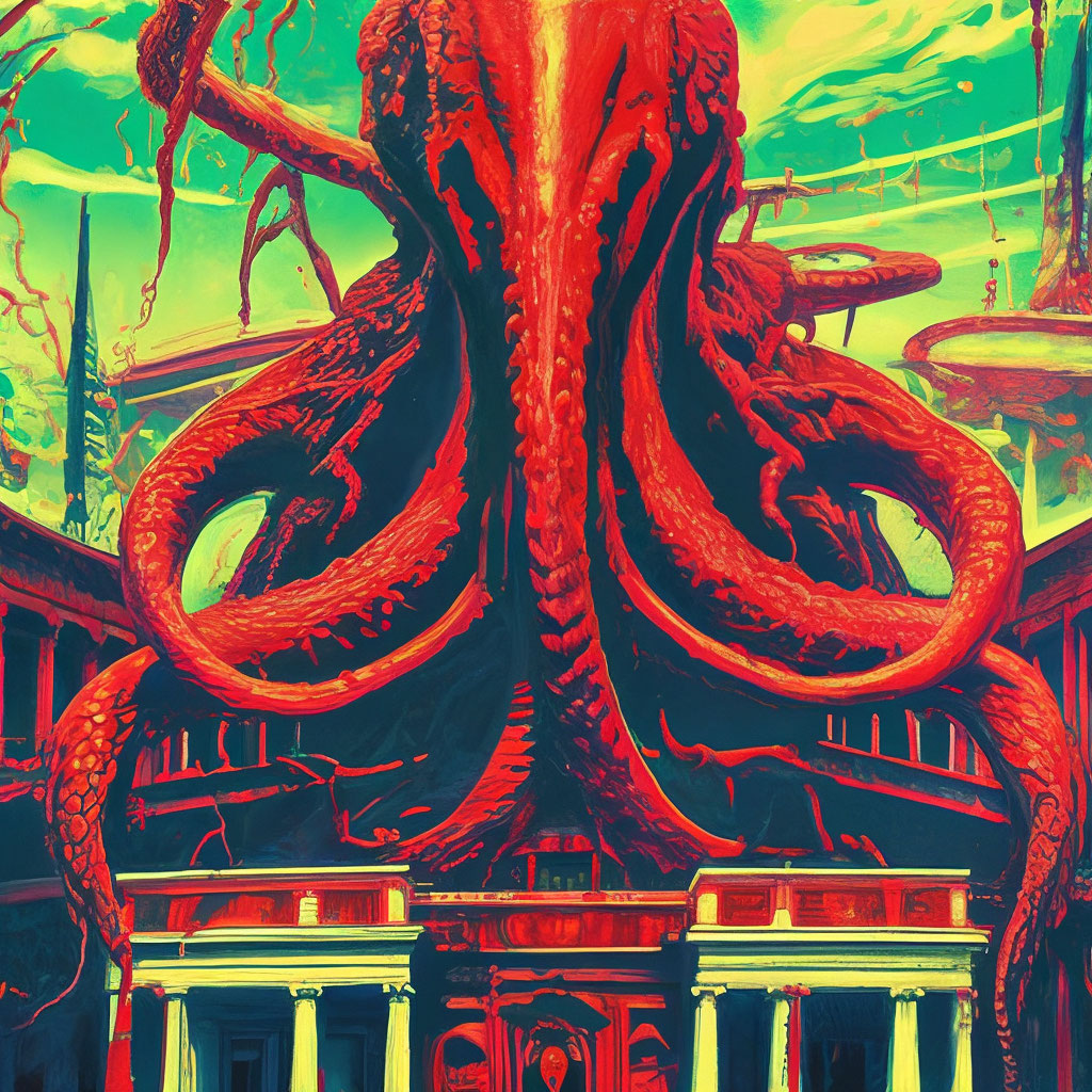 "Retro poster: Detailed Painting: Color aberration: Shadow aberration ...