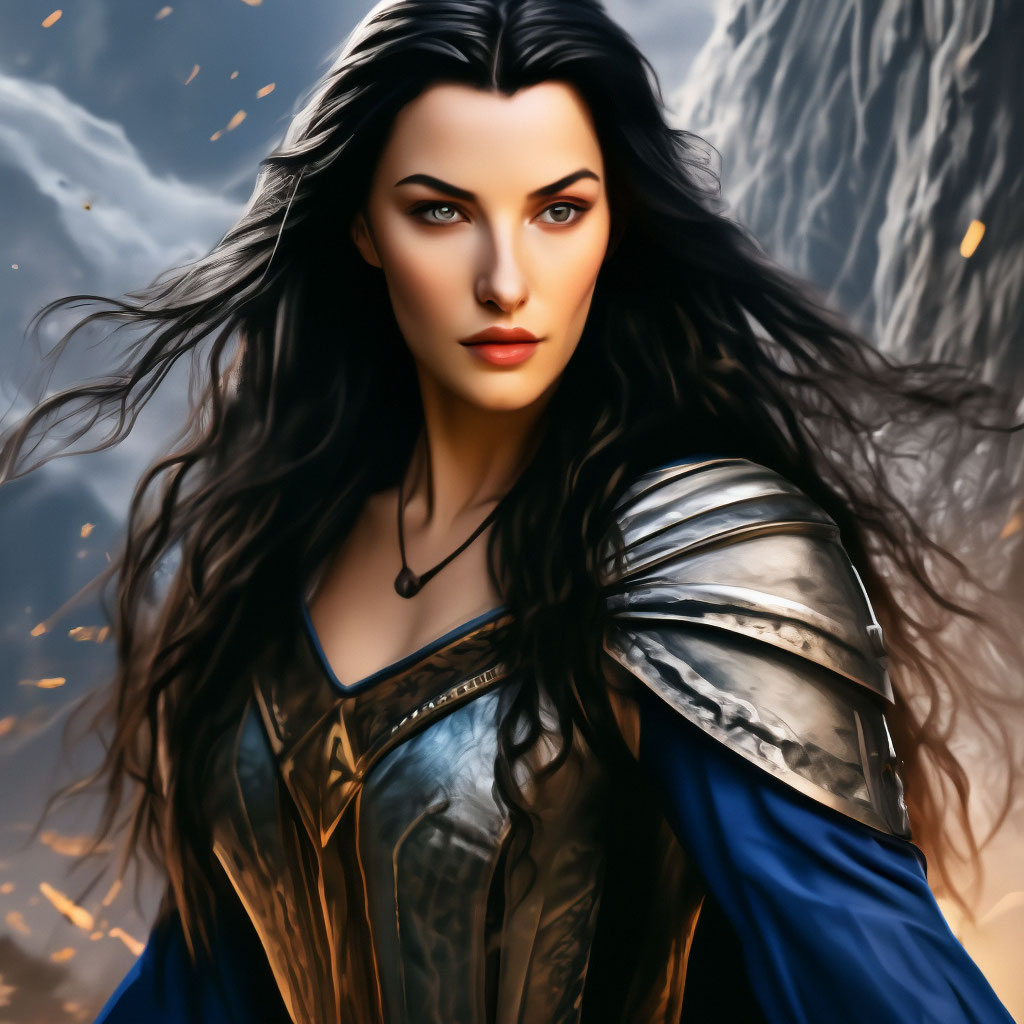 "Arwen, epic pose, high details, full body shot, bright colors, high ...