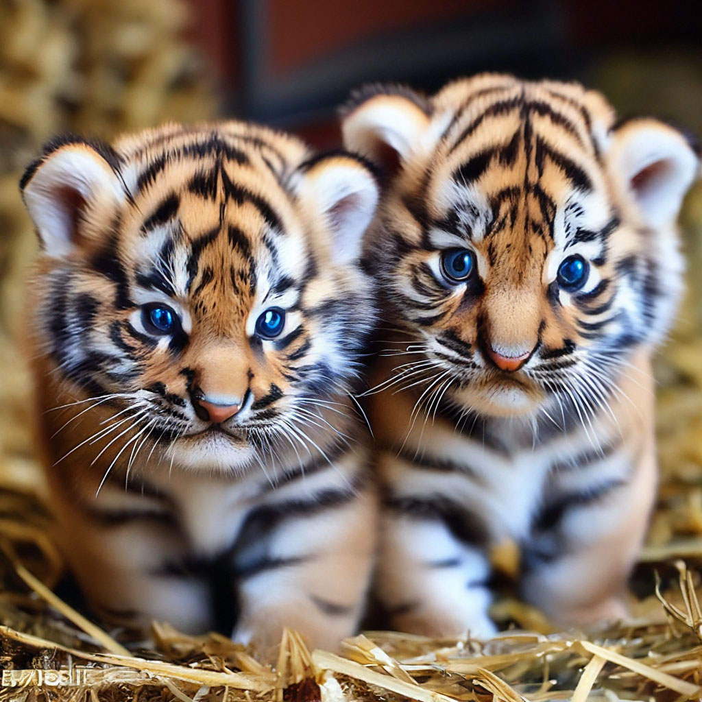 "Cute fluffy tiger cubs" — image created in Shedevrum