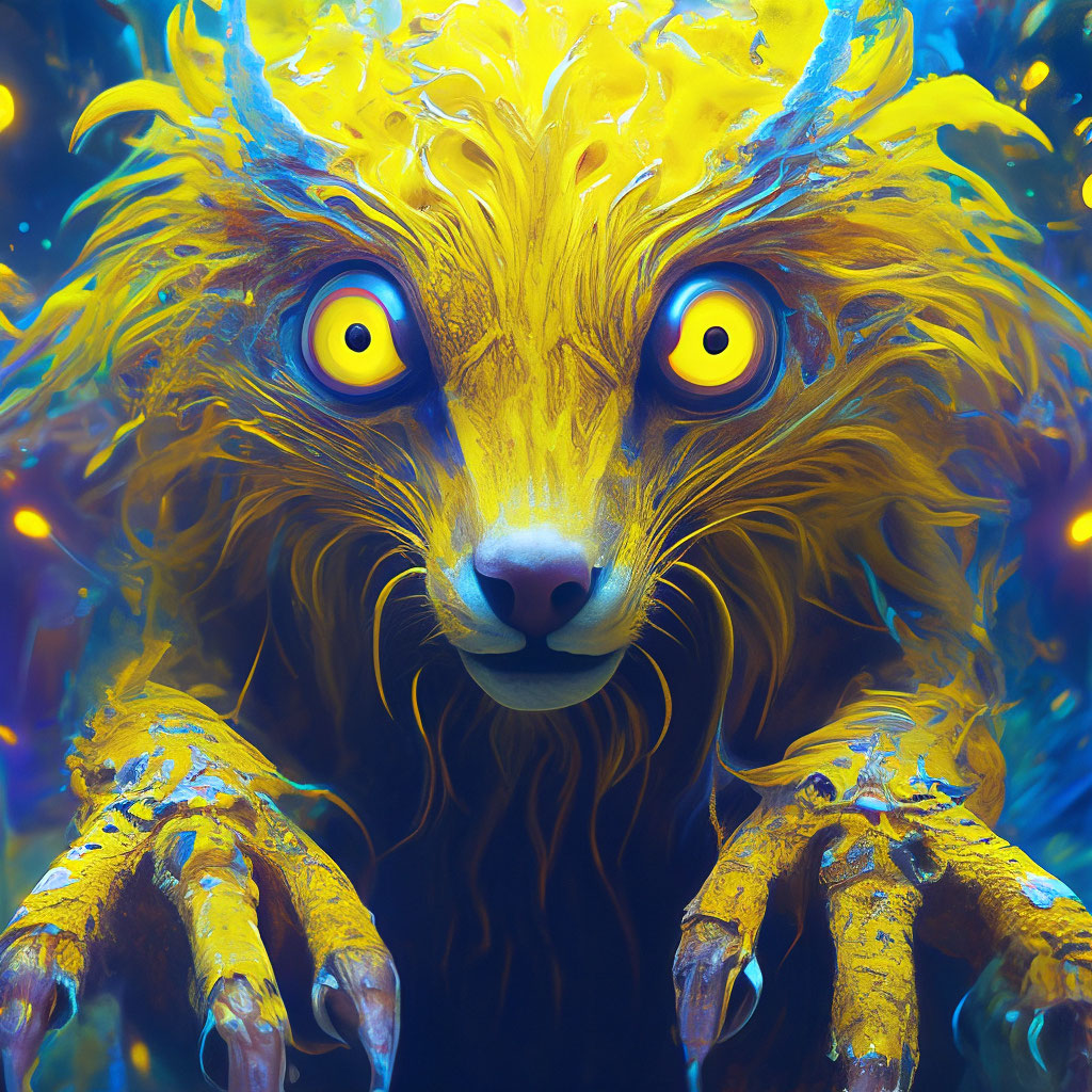"Hyper powerful creature, with lots of small yellow eyes, and paws, in ...
