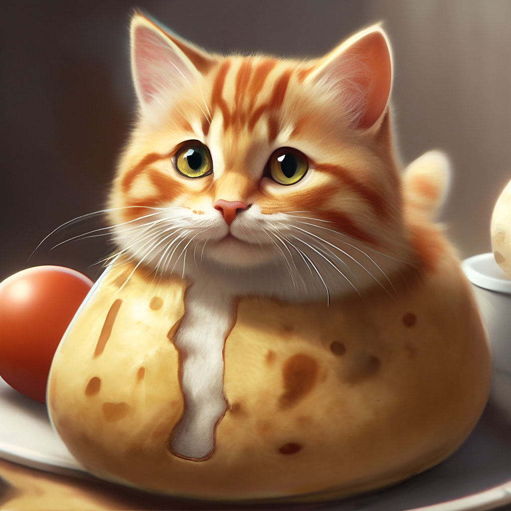 "Cat potato, realistic" — image created in Shedevrum