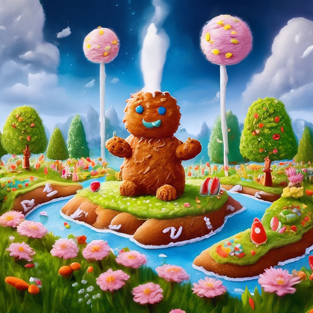 "Gingerbread world, a river made of milk, gingerbread grass ...
