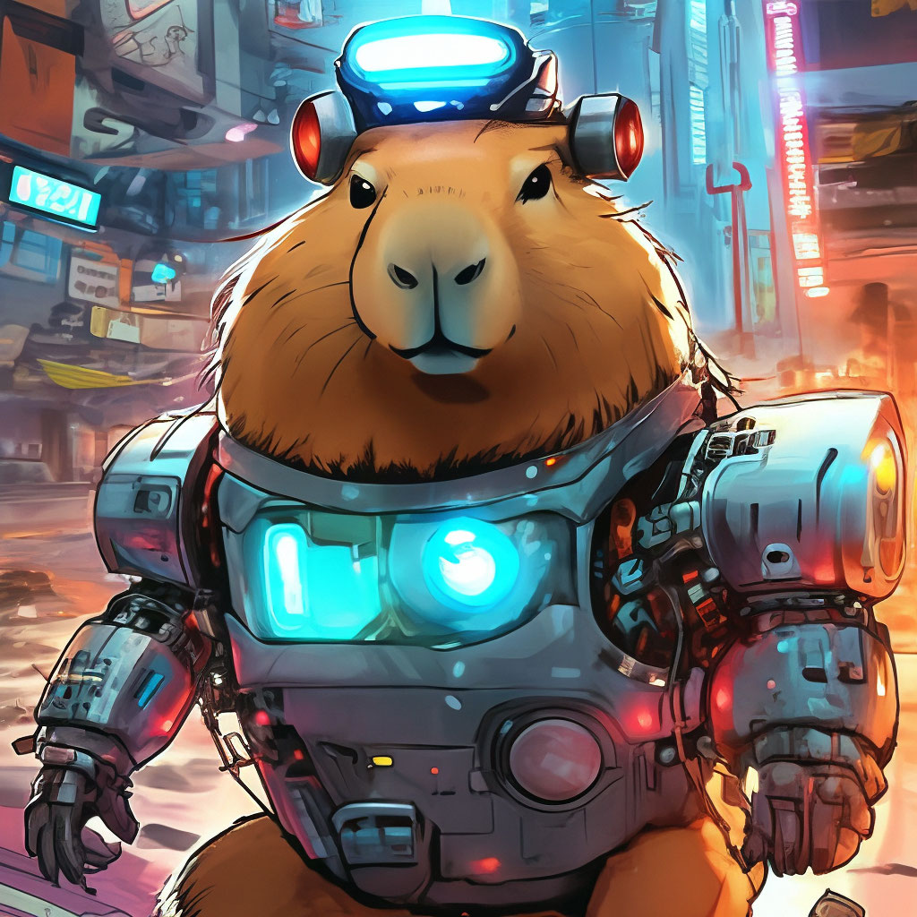 "Capybara robots have taken over the world" — image created in Shedevrum
